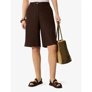 Whistles High-rise Linen Bermuda Shorts