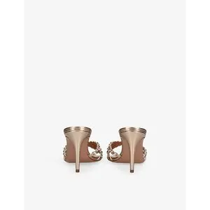 AQUAZZURA Tequila Embellished Leather Heeled Sandals