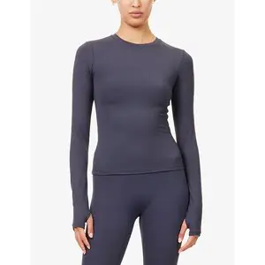 ADANOLA Ultimate Long-sleeved Stretch-woven Top - Black