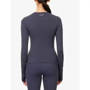 ADANOLA Ultimate Long-sleeved Stretch-woven Top - Black