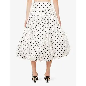 SELF-PORTRAIT Polka Dot Bubble Hem Midi Skirt