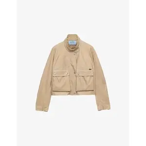 Prada Re-nylon Washed Funnel-neck Jacket - Brown