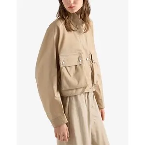 Prada Re-nylon Washed Funnel-neck Jacket - Brown