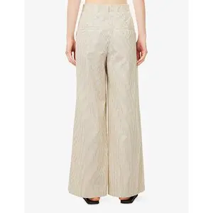 4TH & RECKLESS Elina Striped Wide-leg Cotton Trousers