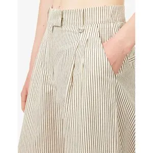 4TH & RECKLESS Elina Striped Wide-leg Cotton Trousers