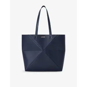 Loewe Puzzle Fold Medium Leather Tote Bag - Deep Navy