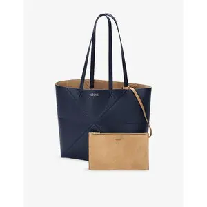 Loewe Puzzle Fold Medium Leather Tote Bag - Deep Navy
