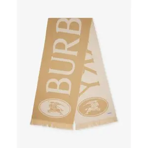 Burberry Football Brand-print Wool Scarf - Sand