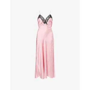 Rixo Alberta Lace-trim Cami Satin Midi Dress - Pink