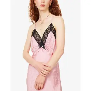 Rixo Alberta Lace-trim Cami Satin Midi Dress