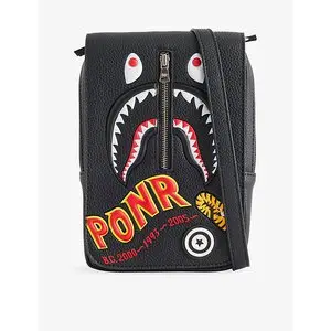 A BATHING APE 2nd Shark Faux-leather Mini Bag - Black
