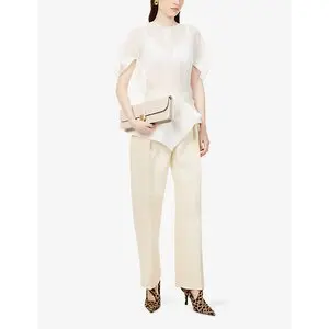 Khaite Rumi Peplum Silk-organza Top - Chalk