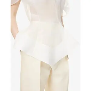 Khaite Rumi Peplum Silk-organza Top - Chalk