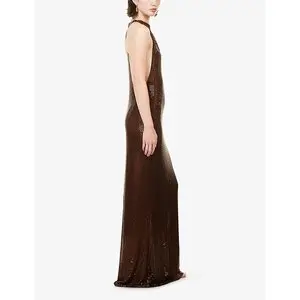 SELF-PORTRAIT Racer-back Embellished Maxi Dress