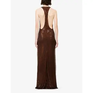 SELF-PORTRAIT Racer-back Embellished Maxi Dress