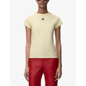 Loewe Logo-embroidered Slim-fit Knitted T-shirt - Light Yellow
