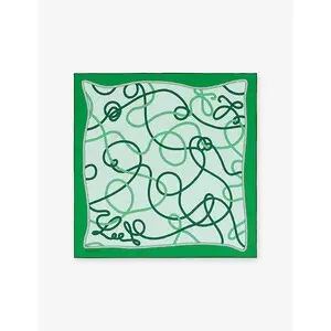 Loewe Double L-pattern Silk Square Scarf - Navy/green