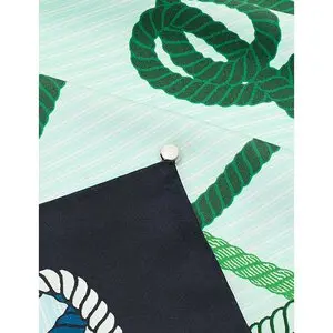 Loewe Double L-pattern Silk Square Scarf - Navy/green
