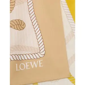 Loewe Double L Artwork-print Silk Square Scarf - Beige/yellow