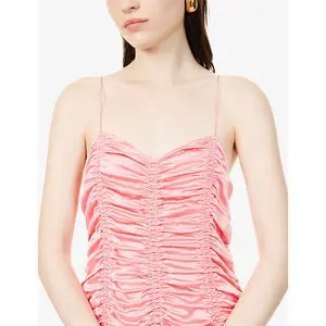 Khaite Raina Ruched Silk Midi Dress