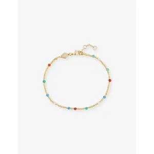 Anni Lu 18ct -plated Brass, Agate And Rose Quartz Glass Bead Bracelet - Gold
