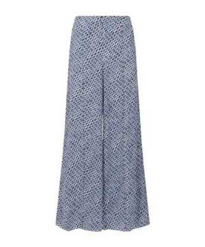 Marni Criss Cross Print Crêpe De Chine Wide-leg Trousers - Blue