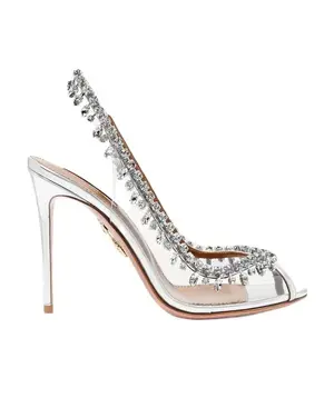 AQUAZZURA Crystal Embellished High Heel Sandals - White