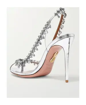 AQUAZZURA Crystal Embellished High Heel Sandals - White