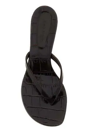 Amina Muaddi Juliette Thong Mules In Croc-embossed Leather