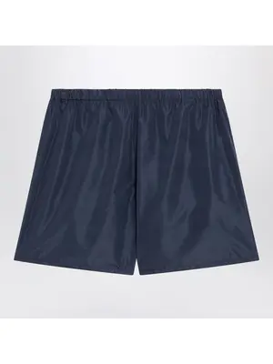 Miu Miu Technical Fabric Bermuda Shorts With Drawstring Waist - Navy Blue