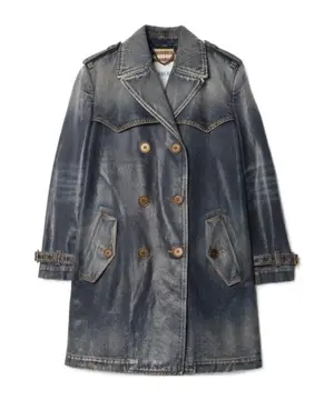 Burberry Short Denim Trench Coat - Medium Blue
