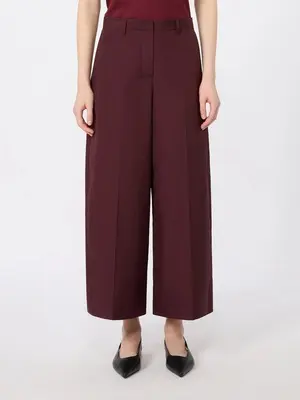 Max Mara Cotton Poplin Wide Leg Trousers - Deep Red