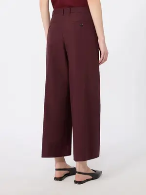 Max Mara Cotton Poplin Wide Leg Trousers - Deep Red