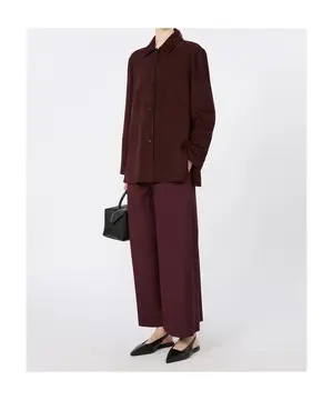 Max Mara Cotton Poplin Wide Leg Trousers - Deep Red