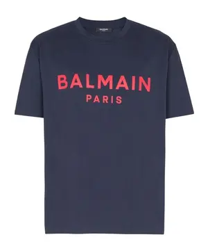 Balmain Logo Printed Crewneck T-shirt - Black