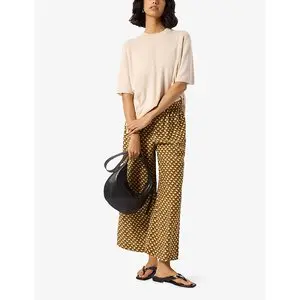 Whistles Cropped Woven Trousers With Ikat Spot Print