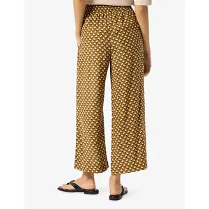Whistles Cropped Woven Trousers With Ikat Spot Print