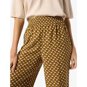 Whistles Cropped Woven Trousers With Ikat Spot Print
