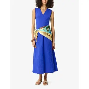 Whistles Textured V-neck Midi Dress