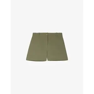 The Kooples High-rise Linen Shorts - Foret
