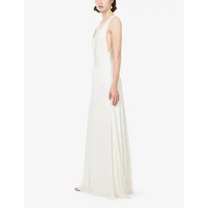 SELF-PORTRAIT Low-back Ruched Jersey Maxi Dress