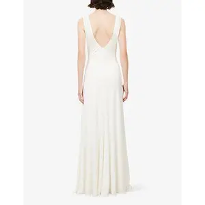 SELF-PORTRAIT Low-back Ruched Jersey Maxi Dress