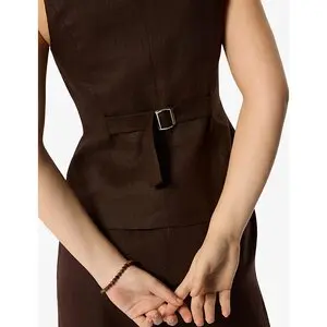 Whistles Square Neck Button-down Linen Waistcoat