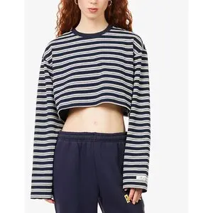 RU & ROCKA Striped Cropped T-shirt