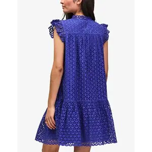 RO&ZO Broderie Scalloped-edge Cotton Mini Dress