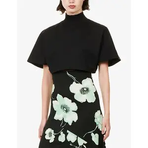 Alaïa Ribbed Funnel Neck Cropped T-shirt