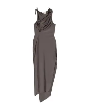 Coperni Sleeveless Midi Dress With Floral Appliqu - Black