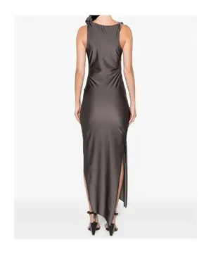 Coperni Sleeveless Midi Dress With Floral Appliqu