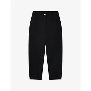 Whistles Tessa Elasticated-waist Stretch Cotton-blend Trousers - Black