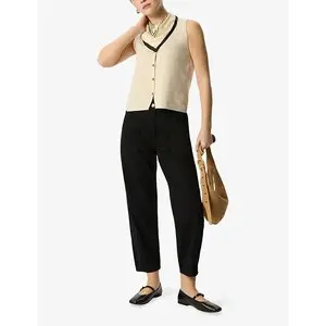 Whistles Tessa Elasticated-waist Stretch Cotton-blend Trousers